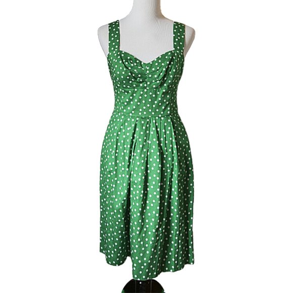 Donna Ricco | Dresses | Donna Ricco New York Green Polkadot Sweetheart ...
